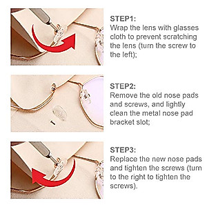 Soukoshi Eyeglass Nose Pads for Metal Frames Titanium Nose Piece for Glasses Nose Grips Push in 14mm Repair Kit with Screws and Nose Pads for Glasses Anti Slip(2 Pairs,Melon Seed Shape)