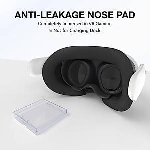 APEXINNO VR Silicone Face Pad Cover and Anti-Leakage Nose Pad for Meta Quest 3 Original Headset Accessories, VR Face Cushion and Light Blocker for Oculus Quest 3 Headset (Black)