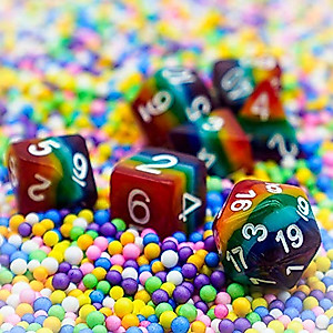 Cusdie Rainbow Dice DND Polyhedral Dice Sets for Dungeons and Dragons Role Playing Game (Rainbow-Opaque)