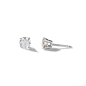IGI Certified 10k White Gold 0.10ct to 2ct Round Diamond Stud Earring for Women by Diamond Hub (H-I, I2-I3)