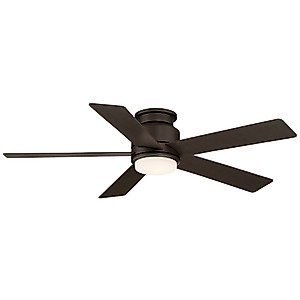 Casa Vieja 52" Grand Palm Modern Outdoor Hugger Ceiling Fan with Dimmable LED Light Remote Control Oil Rubbed Bronze White Opal Glass Damp Rated for Patio Exterior House Porch Gazebo