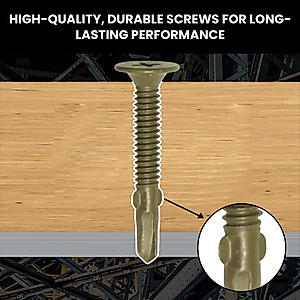 U-Turn Fasteners Wood to Metal Screws - #10-24 x 1-7/16" Reamer Tek Torx/Star Head Self-Drilling Wood to Metal Screws, Tek Screws for Attaching Wood to Metal with Wings | (Pack of 500)