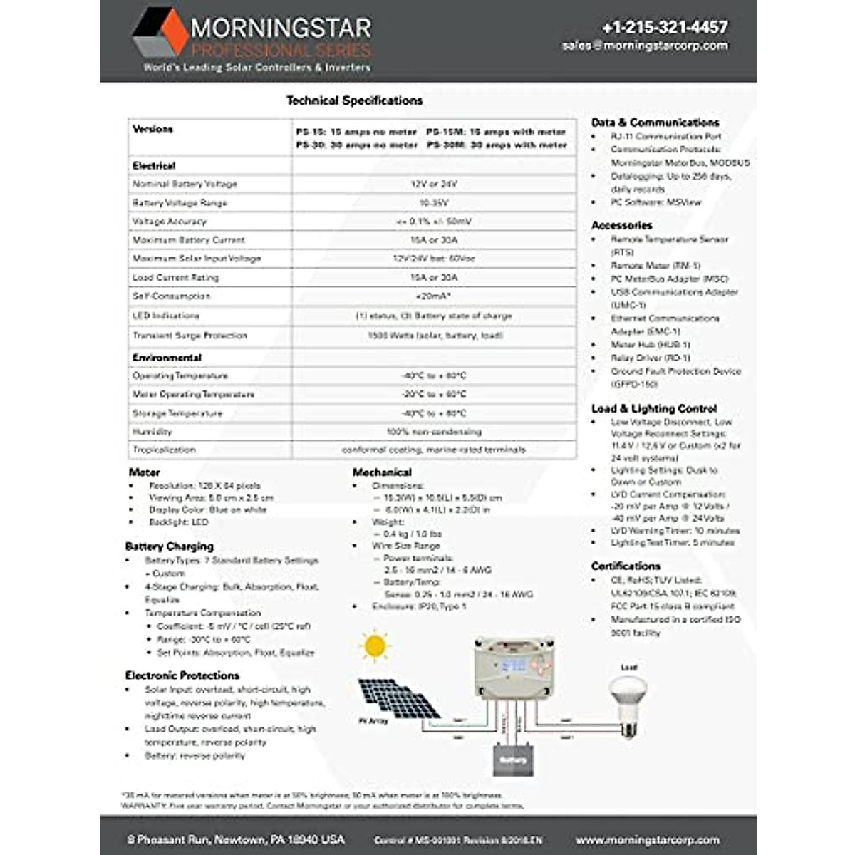Morningstar PS-15 ProStar Solar Controller 15A