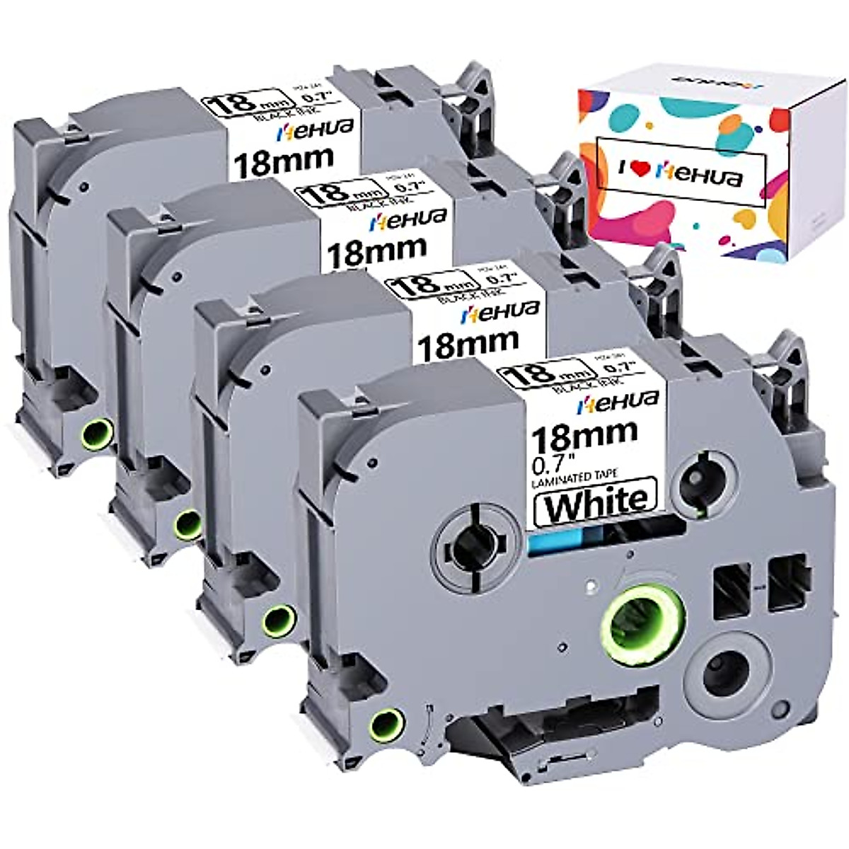Hehua Compatible Label Tape Replacement for Brother P-Touch Label Maker Tape TZe-241 TZe241 TZ-241 TZe Tape 18mm 0.7 Laminated White for Ptouch PTD400 PTD600 PTP750W PT1880 (Black on White, 4 Pack)