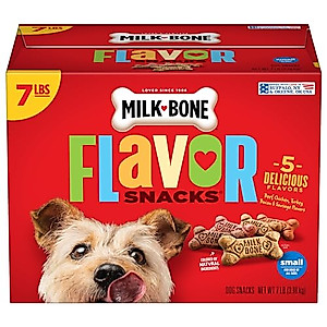 Milk-Bone Flavor Snacks Small Dog Biscuits, Flavored Crunchy Dog Treats, 7 Pound Box