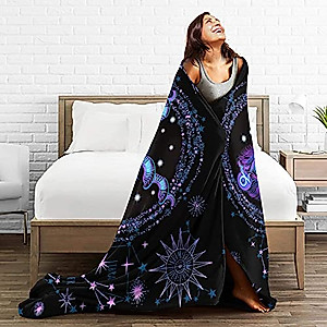 Aries Throw Blanket Flannel Constellations Blanket Warm & Soft 12 Horoscope Astrology Throw Blankets Constellation Theme Home Décor 50"X40"