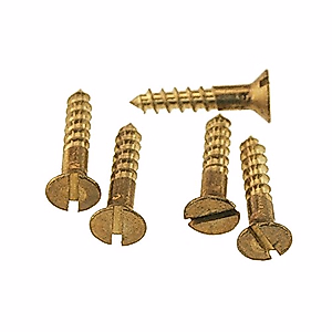#8 x 1-1/4" Wood Screw, Brass, (inch) Head Style: Flat, (Quantity: 100) Drive: Slotted, RoHS Compliant