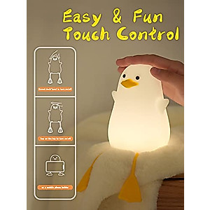Ammonite Nursery Night Light, Cute Silicone Duck Lamp for Kids, Soft Silicone Kids Nursery Nightlight USB LED Touch Lamp Kids Bedroom Decor as Xmas Birthday Gifts for Boys Girls