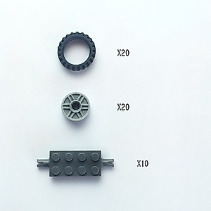 24 mm X 7 mm Tire,Wheel and Long Axles -50 Pieces Brick Building Chassis Pieces Education Wheels Set Toy