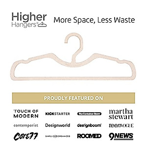 Higher Hangers BioHangers, Sustainable Flaxseed Space Saving Clothes Hangers, Premium Closet Organizers for College Dorms, RVs, & More, Reduces Wrinkles & Clutter, Standard 17", 40 Pack