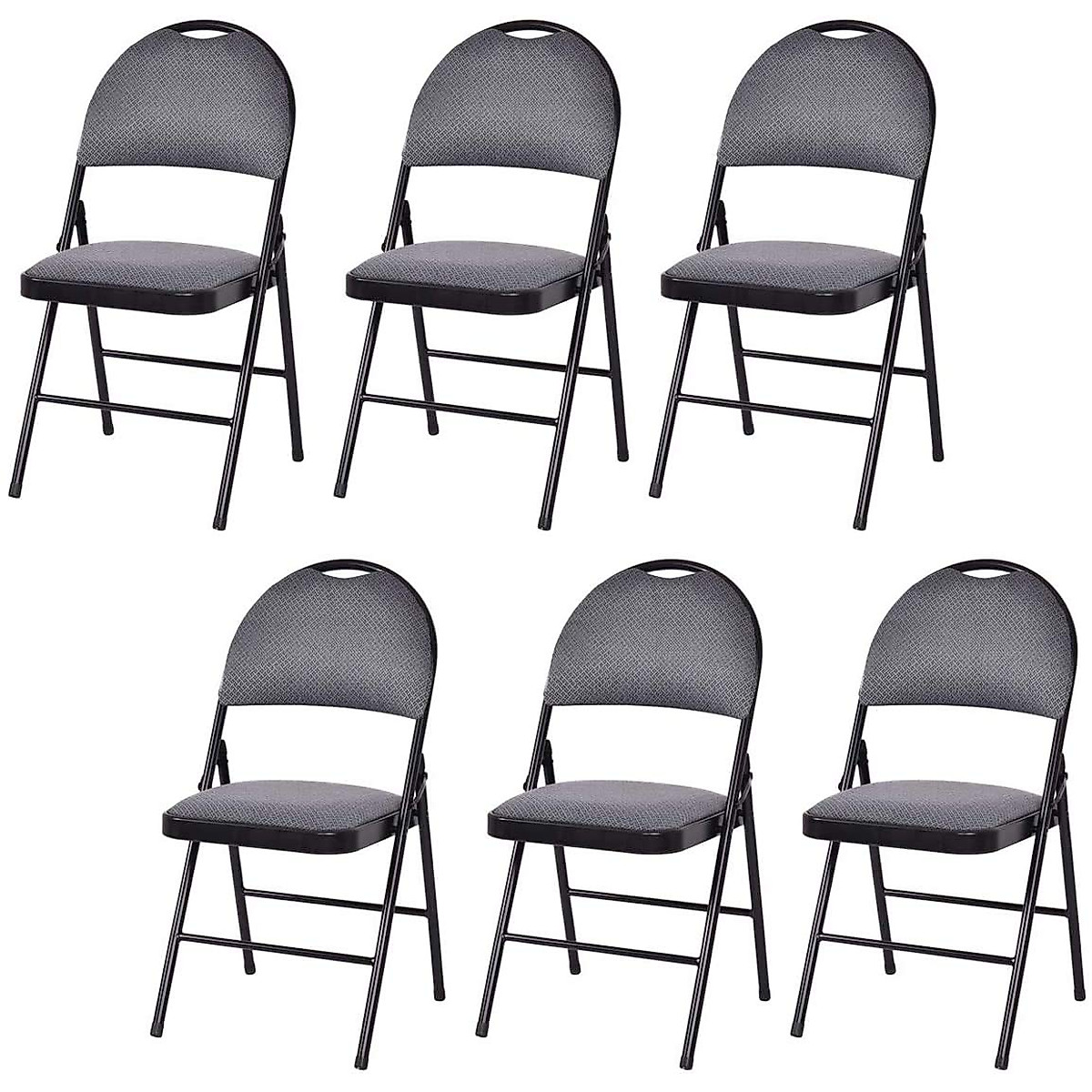 ReunionG 6 PCS Folding Chair, 6-Pack Portable Chairs with Upholstered Padded Seat and Back, Metal Frame Home Office Chairs (6 PCS)