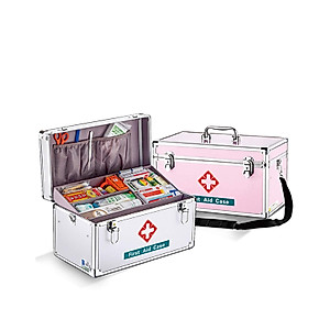 DAOUXIAOSP Family First Aid Box,Portable Medicine Chest Storage,Lidded Storage Bins Medicine Cabinets First Aid Box Portable Medicine Chest Storage Multifunctional Metal Storage Case for Home Outdoor