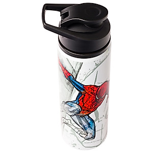 Silver Buffalo Marvel Spiderman Stainless Steel Water Bottle, 25 Ounces