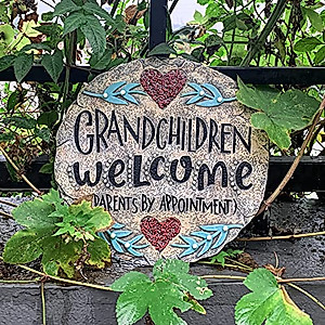 Auhafaly Home Accents Beadworks Grandchildren Grandkids Welcome Garden Stepping Garden Stone