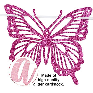 Welcome Baby Girl Banner, Butterfly Baby Girl Banner, Girl Baby Shower Decorations (Pink)