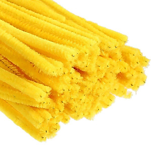 100pcs Pipe Cleaners Chenille Stems for DIY Art Supplies Craft Projects 6mmx30cm Christmas Pipe Cleaners Decoration, Yellow