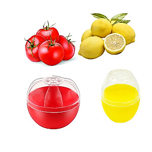 Yamesu 5 Pieces Fruit and Vegetable Shaped Savers Keepers Storage Containers for Fridge, Avocado Green Pepper Tomato Lemon and Onion Keeper/Saver/Holder, Refrigerator Vegetable Crisper