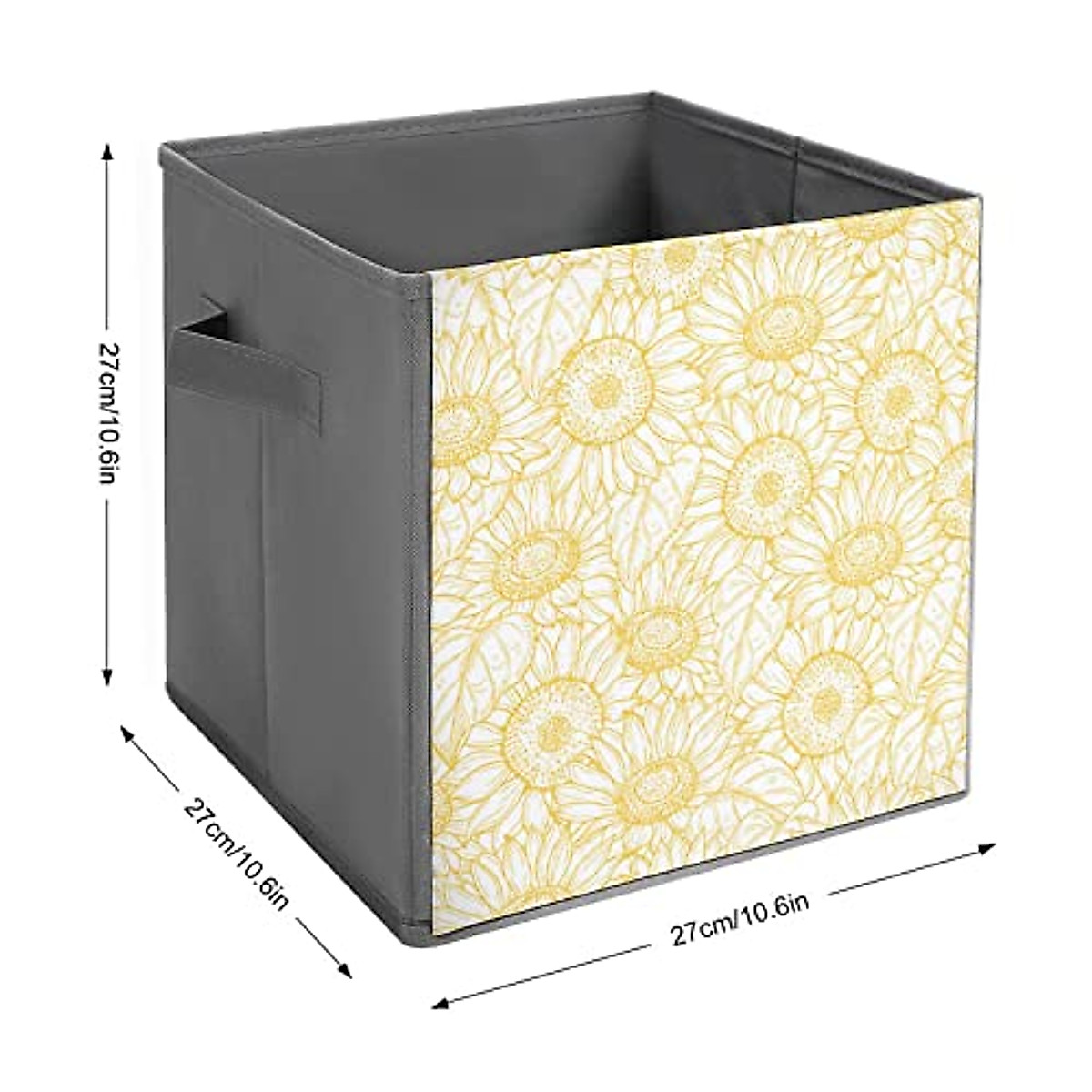 Sunflower Yellow Canvas Collapsible Storage Bins Cube Organizer Baskets with Handles for Home Office Car