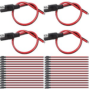 14 AWG Connectors Cable Compatible with SAE 30cm 2 Pin Single Plug Disconnect Power Automotive Extension Cable for Motorcycles Cars Charger (32 Pieces)