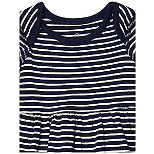 Moon and Back by Hanna Andersson Baby Girls' Organic Play Dress with Diaper Cover, Navy/Ecru, 6-12 Months