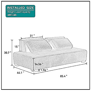 kevinplus 85.4'' Modern Sofa Couch for Living Room, 4-Seat Sofa Couch with 2 Moveable Heavy Back Cushion and 2 Pillows, Contemporary Sofa Couch for Office Studio Apartment, Navy Blue