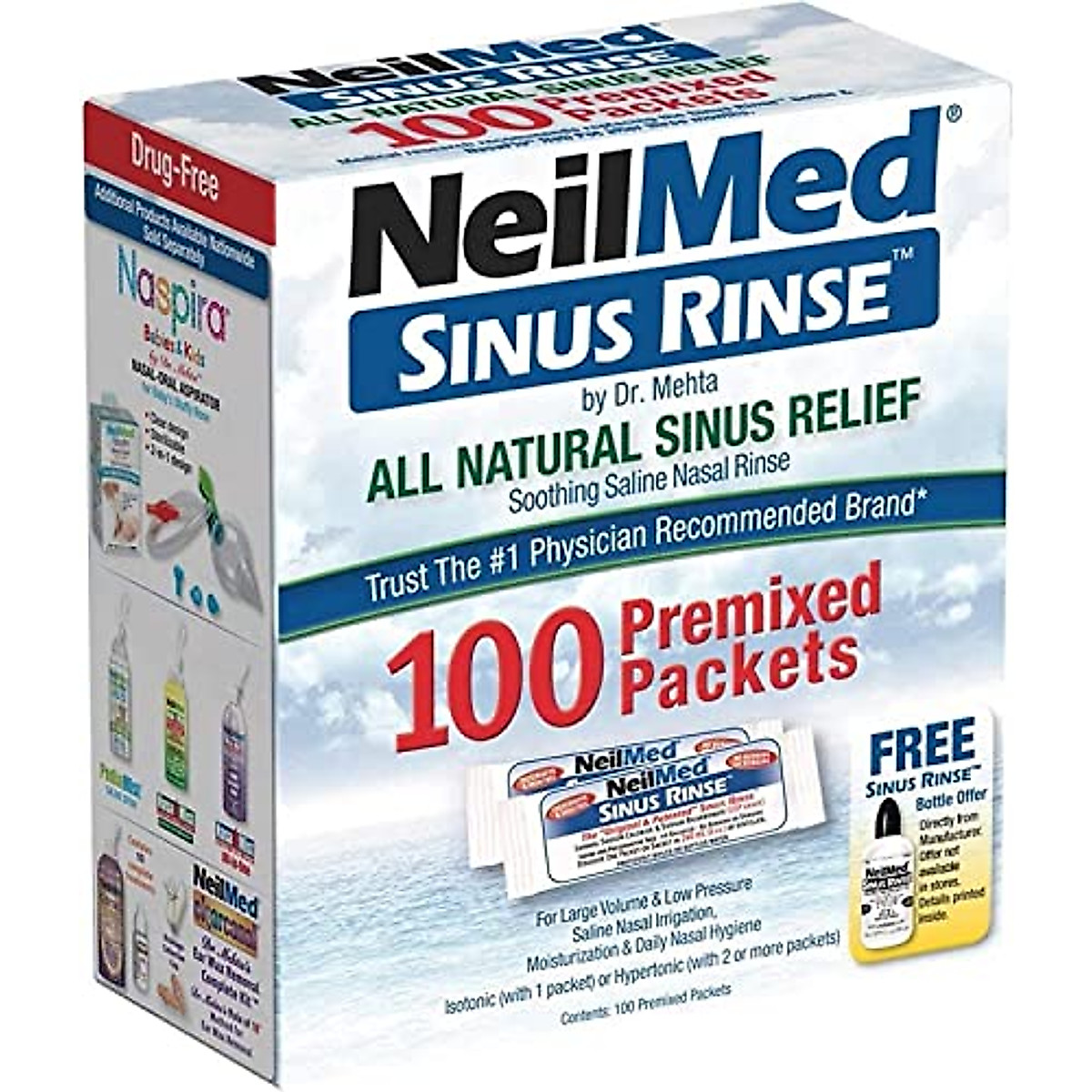 Neilmed Sinus Rinse - Nasal Rinse Refill Kit - 100 per Box