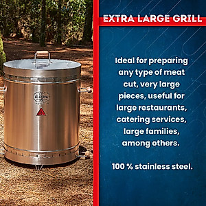 EL BARRIL Grill & Smoker Barrel (EXTRA LARGE)| 100% Stainless Steel Barrel| You can Grill, Smoke, Roast and Bake| Smokeless, Even Heat Distribution & Perfect Preservation for Your Meats