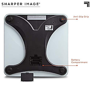 SHARPER IMAGE Digital Bathroom Smart Scale, Wireless Bluetooth Connectivity, Companion App Tracks Weight, Body Fat & BMI, Android & iOS Compatible, 10 User Health Profiles, Accurate Precision Sensors