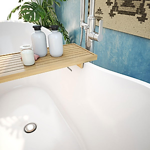 DreamLine Nile 59 in. L x 28 in. H Acrylic Freestanding Bathtub with Brushed Nickel Finish