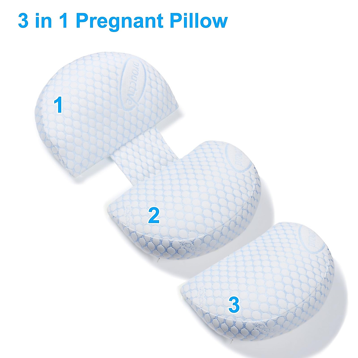 Clasymoon Pregnancy Pillows, Maternity Pillow,Pregnancy Pillows for Sleeping with Removable Cover,Pregnancy Body Pillow for Back Pain and Pregnant Legs,HIPS, Belly Support(3 in 1-Blue White)