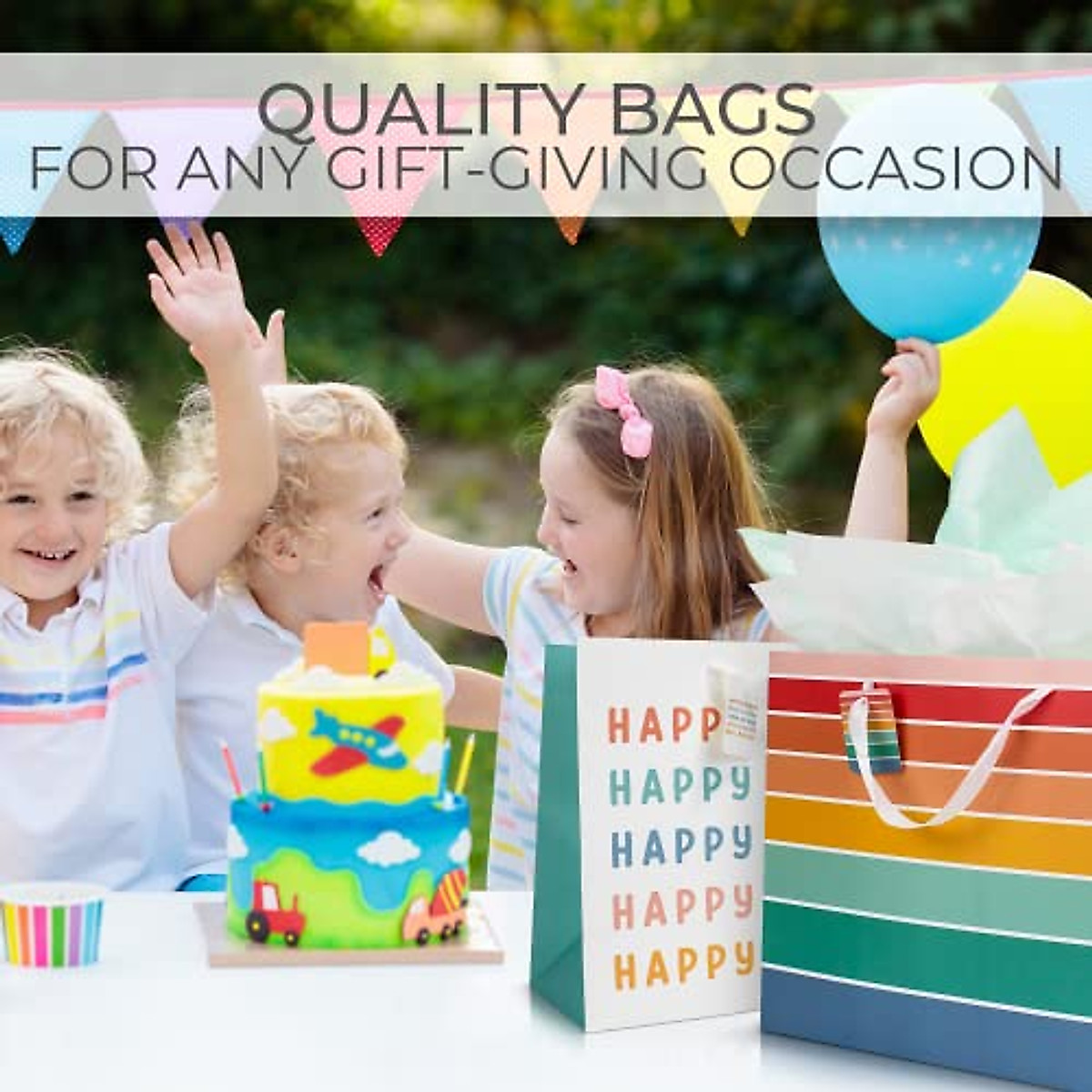 Beautiful Birthday Gift Bags Set of 2 - Large 16/'' Bags with Handles incl. Matching Tissue Paper, Cards & Stickers - Reusable and Perfect For Presents of Any Girls/Boys Kids Party & Special Occasion