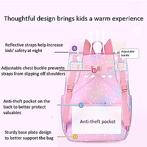 ETAISHOW Heart-Print Kawaii Girls Backpack for Elementary School Kids Bookbag with Compartments Cute Student Backpack for Girls
