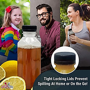Professional Grade Empty 16.9 Oz Plastic Juice Bottles with Black Caps 20 Pk for Orange, Apple, Cranberry and Other Fruit Juices, Smoothies or Beverage Blends. Reusable PET Drink Juicing Container.