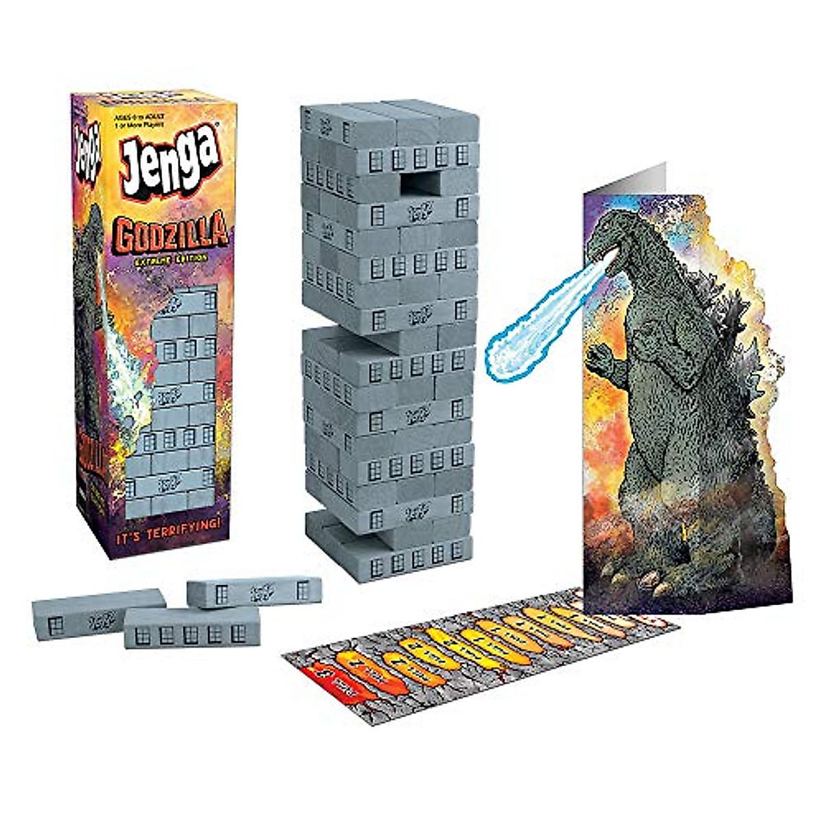 Jenga: Godzilla Extreme Edition | Based on Classic Monster Movie Franchise Godzilla | Collectible Jenga Game | Unique Gameplay Featuring Movable Godzilla Piece