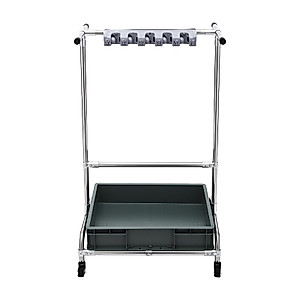 JAYGOVAN Broom and Mop Holder Put Wet Mops Movable Floor-Mounted Mop Rack Floor Standing Cleaning Tool Cart Storage with 12 Pack and Wheel Broom Holder Organizer for Garden,Garage, Shed, Outdoor