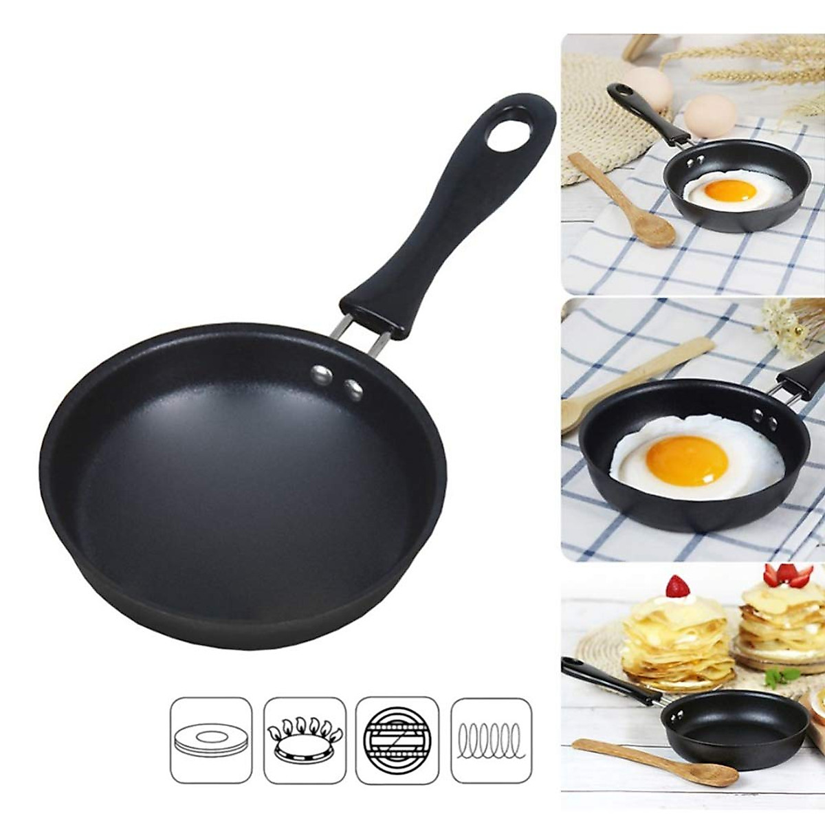 Sun Terriory Frying Pan One Egg Pancake Round Mini Non Stick Fry Pan 4.7-inch mini cast iron skillet