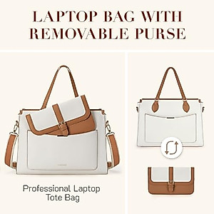 Missnine Laptop Bag with Removable Purse 15.6 inch Computer Bag Leather Briefcase for Women Work Bag Set Large Laptop Tote Bag for Office, Business