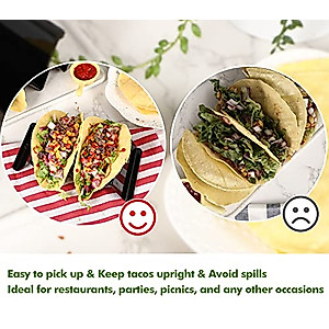 Kamehame Acrylic Taco Holder Set of 4 Black Taco Stand Tray, Modern Lucite Taco Plates for Home Restaurant Dining Kitchen Table Desktop, Each Tortilla Rack Can Hold 2 or 3 Tacos or Snacks, KA21028