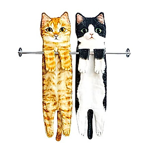 Cat Funny Hand Towels for Bathroom Kitchen Decor Cat Towel,Cute Decorative Hanging Washcloths Face Towels,Super Absorbent Soft, Housewarming Gift,Funny Gifts,Cat Lovers/Cat Mom Gifts for Women（Orange）