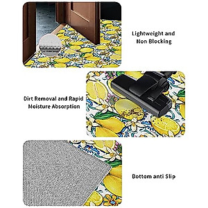 KITHOME Front Door Mat Lemon Tile Background Indoor Outdoor Entrance Doormat Washable Floor Mats for Front Door Bathroom Kitchen Runner Rugs 16x47 Inch