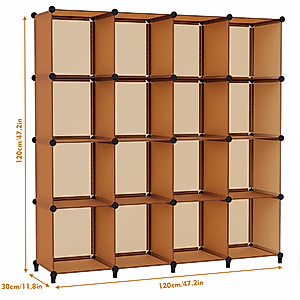 HOMIDEC Cube Storage Organizer 16-Cube Storage Shelf, Closet Organizer for Garment Racks, Closet Organizers and Storage with Metal Hammer, Bookshelf for Kids, (48.4 L x 12.2 W x 48.4 H Inches)