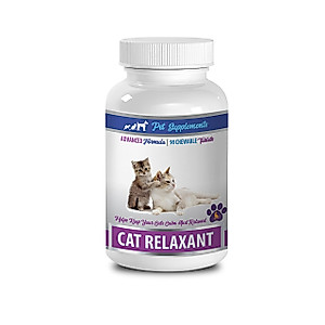 PET SUPPLEMENTS cat Relaxing Pills - CAT Relaxant - Calm and Relaxed Formula - Anxiety Relief - Chewy Treats - tryptophan for Cats - 1 Bottle (90 Chews)