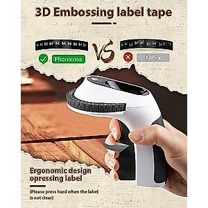 Phomemo E975 Embossing Label Maker Machine with Tapes, Retro Portable Embossed Label Printer Writer, Embosser Label Printer with 6 Rolls Embossing Tapes for Office Home Organization and DIY -Black