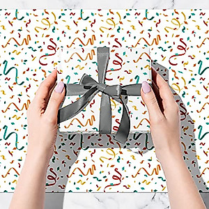 WAPLIGHAL Birthday Wrapping Paper for Kids Boys Girls Adults Baby Shower - Gift Wrapping Paper with Rainbow Stripe, Colorful Stars, Streamers, "Happy Birthday" Letters -20 X 29 Inch Per Sheet (8 Folded Sheets), Easy to Store