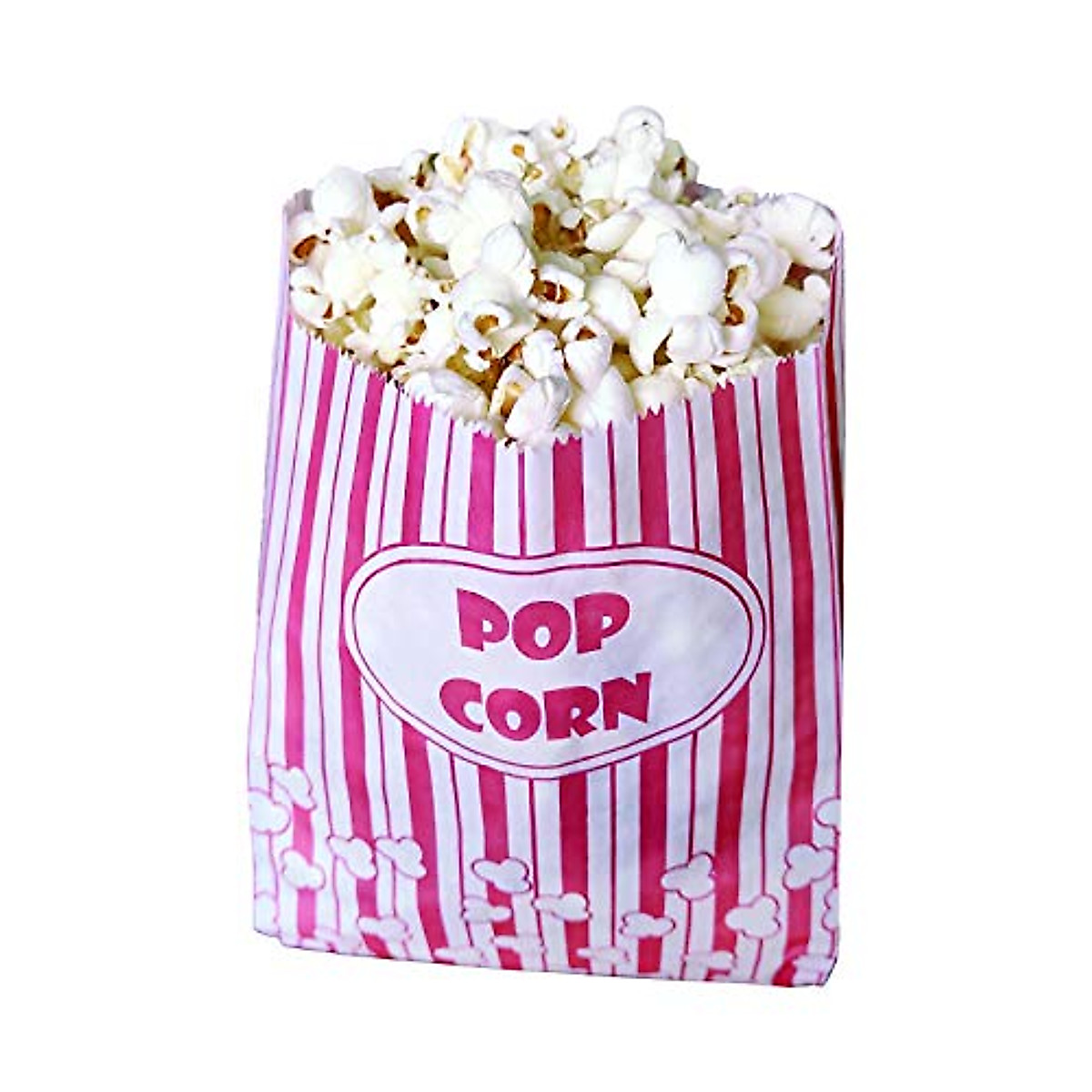 100% Greaseproof White Kraft paper Bags, 100 Popcorn Bags 1 Once - Perfect Size for Theater, Movies, Birthday Parties Celebration - Great Carnival Light Snacking Bags - Popcorn Bags for Party - Sturdy Paper Bags.