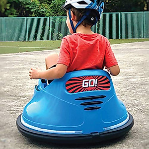 The Bubble Factory Electric RC Kids Bumper Car with Light and Music , Blue Large