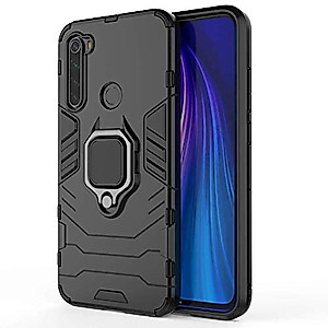 DWAYBOX Case for Xiaomi Redmi Note 8 Ring Holder Iron Man Design 2 in 1 Hybrid Heavy Duty Armor Hard Back Case Cover Compatible with Xiaomi Redmi Note 8 6.3 Inch (Black)