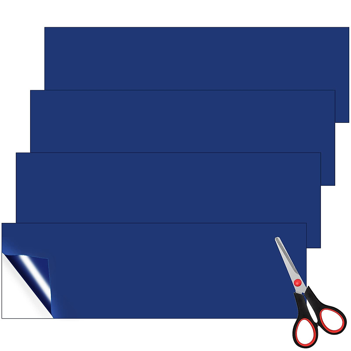 4 Pcs 23 x 5 Inch Vinyl Pool Repair Patch Kit Large Self-Adhesive PVC Pool Patch Repair Kit Cut-to-Size Inflatable Pool Patches with Scissors for Swimming Pools Inflatable Boat Products(Dark Blue)