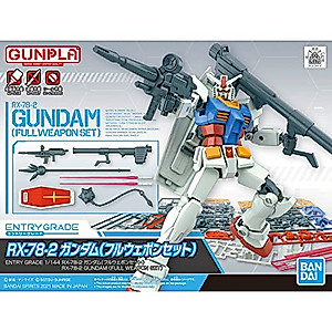 Bandai Hobby - Mobile Suit Gundam - 1/144 RX-78-2 Gundam (Full Weapons Set), Bandai Spirits Entry Grade Model Kit