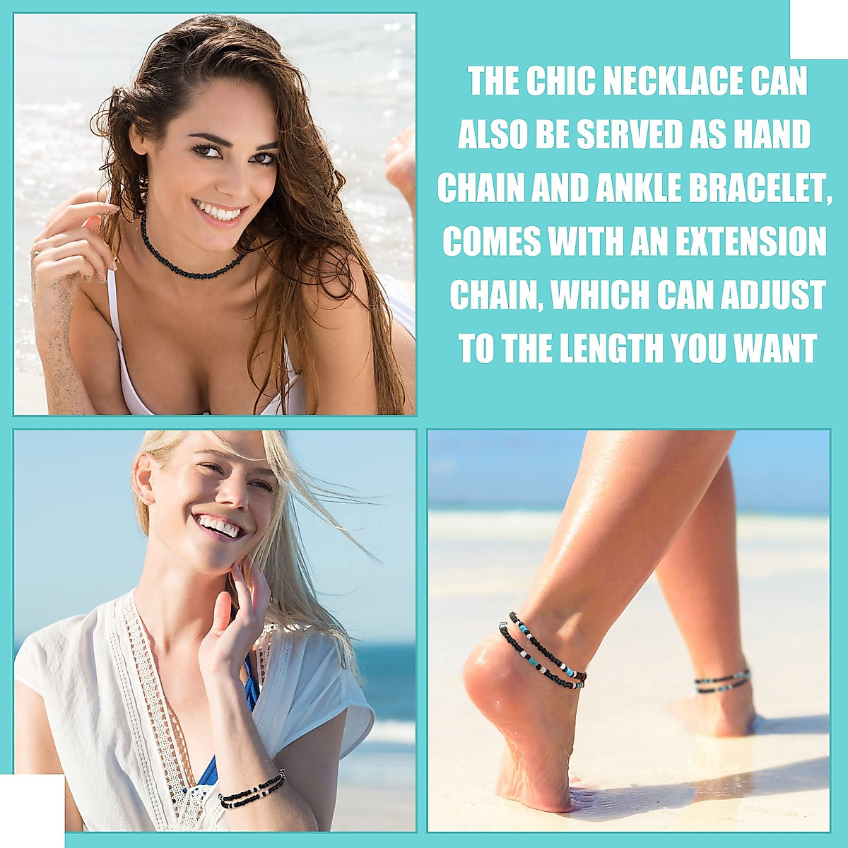 Yinkin 12 Pcs Puka Shell Necklace Beach Surfer Beaded Necklace Summer Surfer Chokers for Men Women Jewelry(Multicolor)